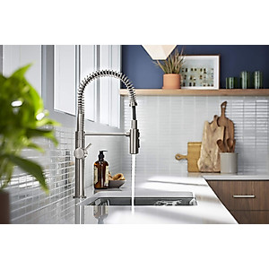 Kohler K-22973-VS Crue Kitchen Sink Faucet, Pre-Rinse Kitchen Faucet, Commercial Faucet, Vibrant Stainless, 2X-Large