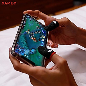 SAMEO Gaming Finger Sleeves for Mobile Game Controllers (Pack of 3 Pair) Anti-Sweat Breathable Seamless Thumb Finger Sleeve for League of Legend, PUBG, Rules of Survival, Knives Out (Black)