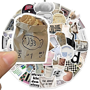 ZJSXINDI Stickers Aesthetic Waterproof Laptop Stickers Decals 57 Pcs for Water Bottle Laptop Computer Skateboard Bumper,Aesthetic Vsco Vinyl Stickers for Kids Teens Girls (Khaki)