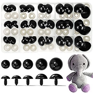 EUCARLOS Safety Eyes for Amigurumi Crochet 30PCS 16-24 mm, Plastic Black Large Safety Doll Eyes Stuffed Animal Eyes Craft Crochet Eyes for DIY of Puppet, Bear, Toy Doll Making Supplies