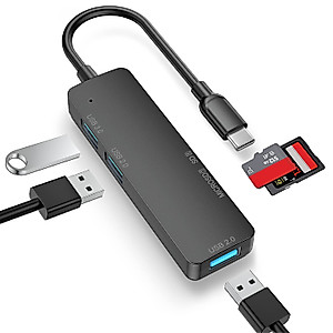 Plug & Play Type C Hub 5 in 1 Adapter Multi Splitter Adapter with TF SD Card Reader