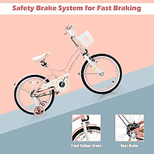 INFANS Kids Bike 18 Inch with 95% Assembled, Adjustable Seat, Balance or Training Wheels, Coaster Brake, Toddler Children Bicycle for 4 to 8 Years Old Boys Girls (Coral)