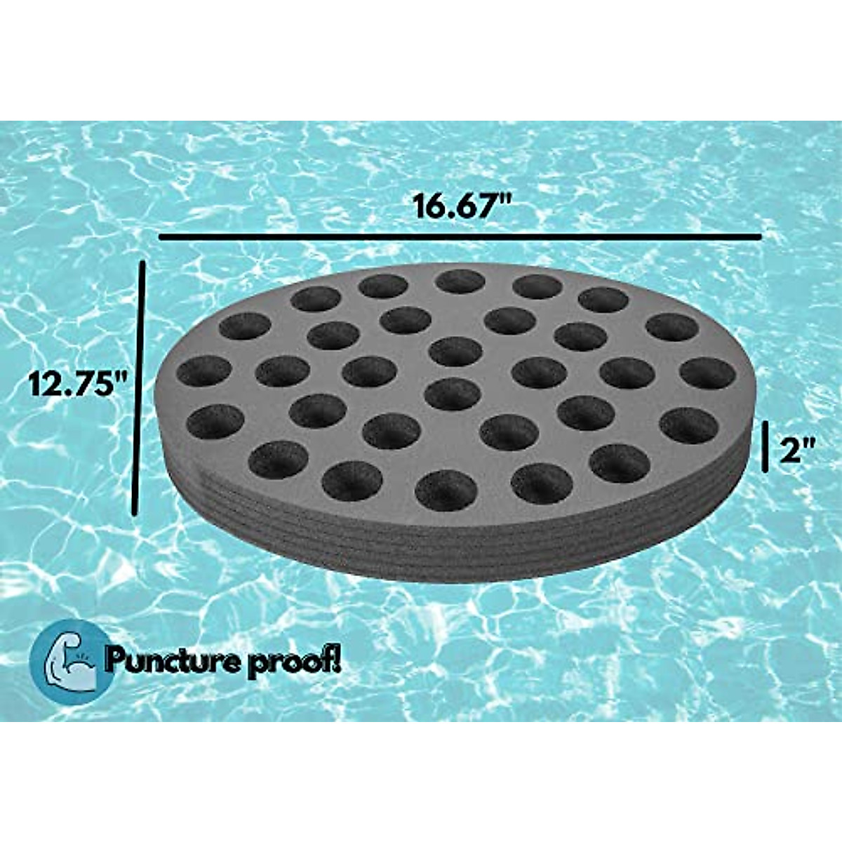 Polar Whale 2 Shot Glass Holder Floating Trays Table for Pool Beach Spa Hot Tub Bar Club Party Float Indoor Outdoor Durable Foam Serving Rack 16.67 Inches Wide Holds 30 Shots