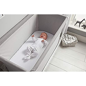 Beaba by Shnuggle Air Bedside Sleeper, Bedside Bassinet, and Infant Crib with Breathable Mesh Sides and Zip Down Side, 7 Different Height Adjustments, Grey