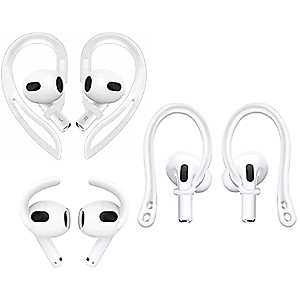 ALXCD Ear Hooks Compatible with AirPods 3 3rd Gen, Anti-Slip Adjustable Soft TPU Earhook, Silicon Ear Tips Hook, Silicon Ear Hook, Compatible with AirPods 3, 3 in 1 White