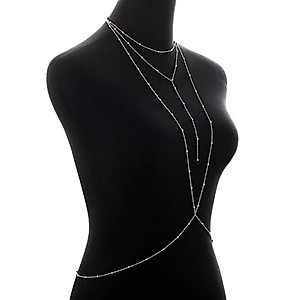 Bomine Thin Silver Body Chain Sexy Bra Bikini Waist Belly Chains Body Jewelry for Women and Girls