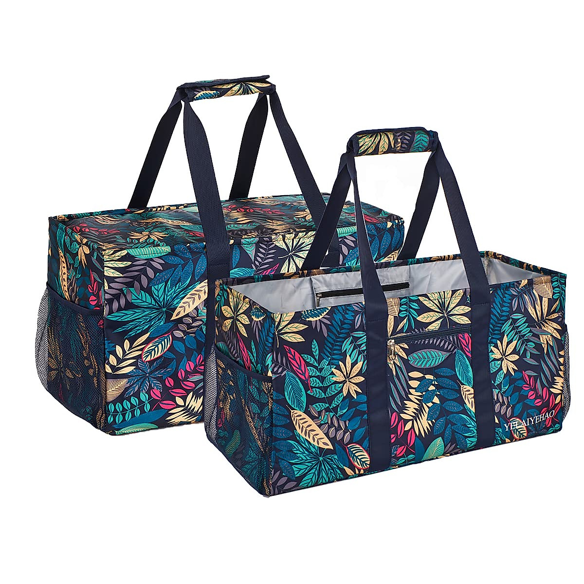 YELAIYEHAO 2 Large Utility Tote Bag, Foldable Collapsible Tote1 bag for Storage Pool Beach Shopping picnic laundry gym utility Luggage