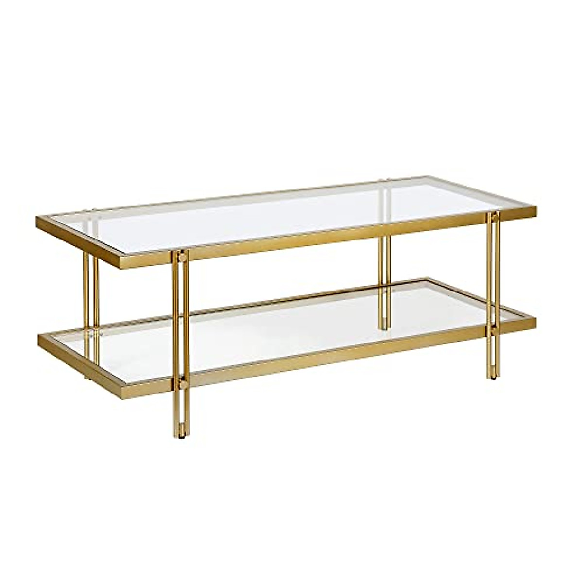 Henn&Hart 45" Wide Rectangular Coffee Table in Brass, Modern coffee tables for living room, studio apartment essentials