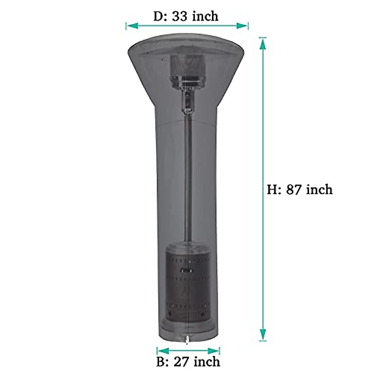 Shieldo Patio Heater Covers Waterproof with Zipper Outdoor Heater Cover Heavy Duty Tear-Proof, Anti-Snow, Wind-Resistant Dust-Proof Cover for Patio Heater 87"x 33"x 19"