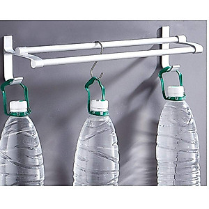 NERDOH Space Aluminum matt Double Rod with Hook Silver White Multifunctional Wall-Mounted Towel Rack-Length 40CM Wall Mounted Towel Bar Hanging for Kitchen Bathroom Cupboard