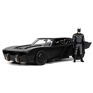 DC Comics 1:24 The Batman Batmobile Die-cast Car w/ 2.75" Batman Figure, Toys for Kids and Adults,Black/Silver