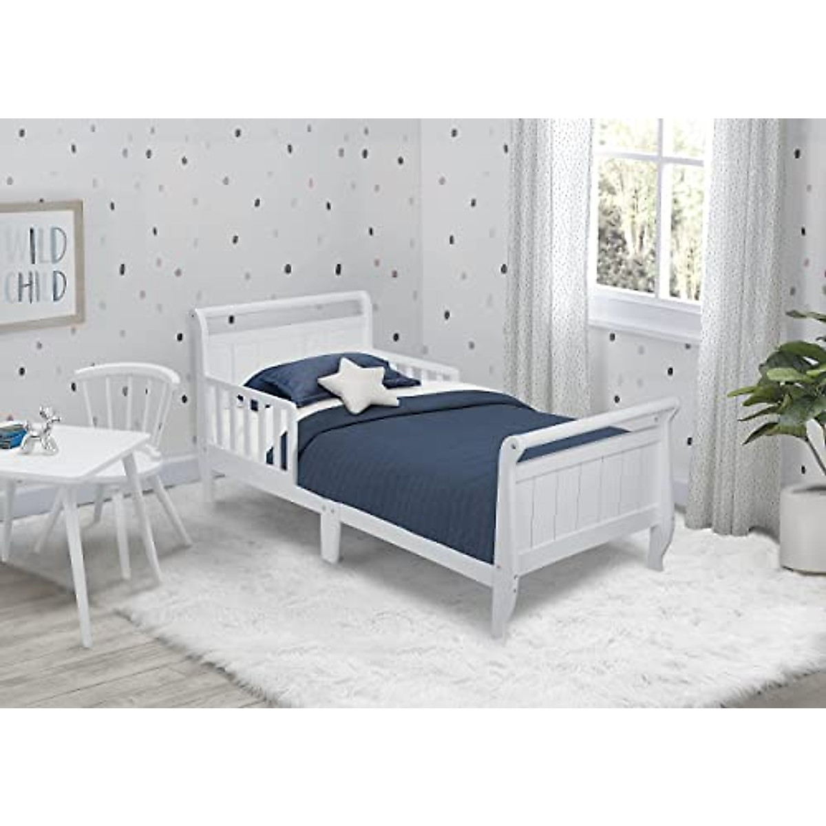 Delta Children Wood Toddler Bed Sleigh, Crib, White