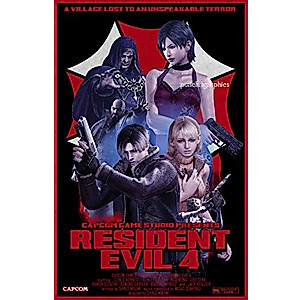 Resident Evil 4 RE4 (Black Background) Movie Style Artwork Original Art Print 11x17