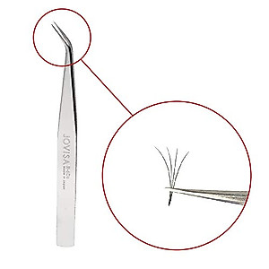 JOVISA R-6Ds Tweezer Made In Japan Eyelash Extension Tweezers for Mega Volume And 3D 6D Mink Eyelash, SUS 304 Stainless Steel Straight Angled Tip False Eyelash Extension Supplies