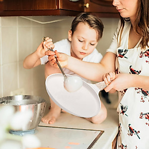 Hiceeden Nonstick Crepe Pan with Spreader, 10-Inch Tortilla Pan with Detachable Handle, Ceramic Coating Pancake Griddle Pan Dosa Tawa Pan, for All Stove, Induction Compatible, PFOA Free (White)