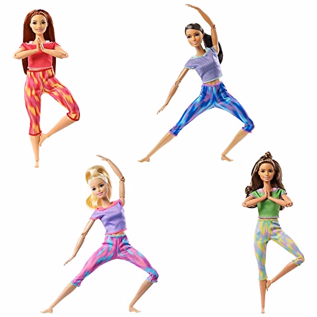 Barbie Made to Move Doll with 22 Flexible Joints & Long Wavy Brunette Hair Wearing Athleisure-wear for Kids 3 to 7 Years Old , Green