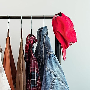 IRIS USA Clothes Rack for Hanging Clothes with 4 Wood Shelves, Freestanding Clothing Rack, Easy to Assemble Garment Rack, Metal, Sturdy Design, Multipurpose, Small Space Storage Solution, Black