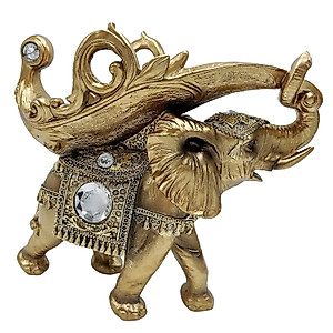 ICE ARMOR George S. Chen Imports Golden Thai Elephant Wine Holder 11 1/4" Wide Statue Figurine (7888216)