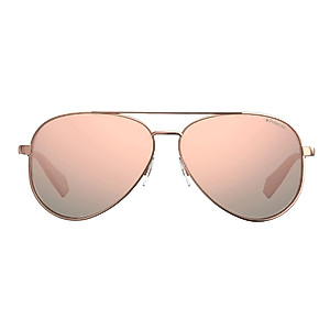 Polaroid Sunglasses Women's PLD 6069/S/X Pilot Sunglasses, Copper/Polarized Gray Rose Gold, 61mm, 12mm