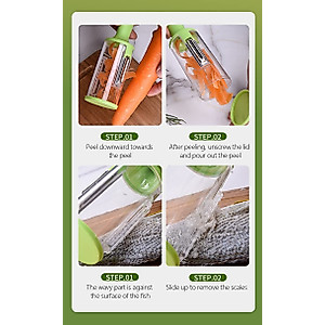 Fruit Vegetable Peeler With Storage -Modern Design Fruit Peeler Potato Peeler For Kitchen Make No Mess First Peeler With Storage Box Easy Use Easy Wash Fish Peeler Easy Grip Cucumber Peeler.