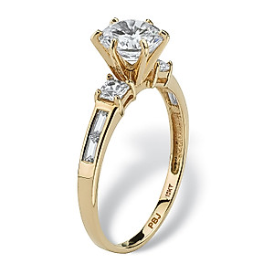 PalmBeach Jewelry 10K Yellow or White Gold Round Cubic Zirconia Engagement Ring Size 10