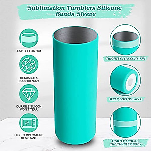 Silicone Bands for Sublimation Tumbler for 20 OZ Skinny Blanks Cups, Silicone Sleeve Kit with Heat Resistant Gloves, Transfer Tapes for Tumbler Heat Press Parts Accessories, Shrink Wraps in Oven