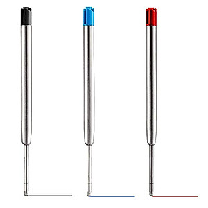 HeTaoCat Blue Ink Refill Pack of 5, Replaceable Ballpoint Pen Refills, Medium Point Metal Refil (Blue)