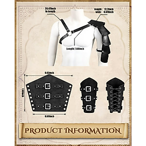 Panitay 8 Pcs Halloween Men's Renaissance Costume Set Medieval Viking Shirt Pant Belt Cape Bracer Sword Bag(Large,Stylish Color)