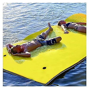 Floating Mat Water Mat Lily Pad with Rolling Pillow Design, Bouncy Tear-Resistant 3-Layer XPE Foam, Roll-Up Floating Island River Rafts (Size : 5.5mx1.8mx2.2cm)