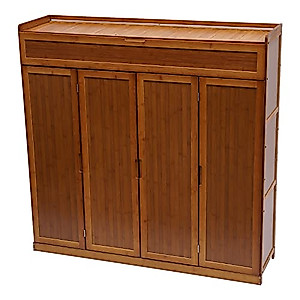 Gdrasuya10 7 Tier Shoe Rack, Bamboo Shoe Storage Cabinet with Doors Freestanding Shoes Boots Storage Shelf Organizer for Entryway Living Room Bedroom, 46 x 13 x 45.3in