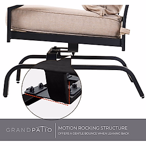 Grand patio Outdoor Patio Seating Chair, Motion Chair, Stationary Rocker, Padded Cushion Chair, Set of 2-Beige