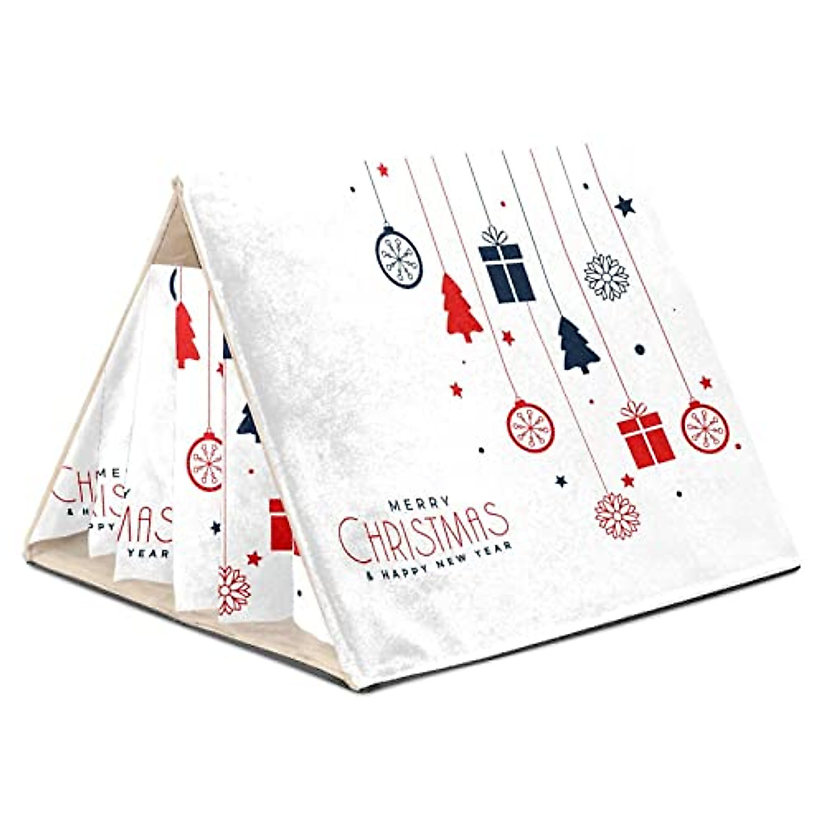 enheng Small Pet Hideout Merry Christmas Ornaments-01 Hamster House Guinea Pig Playhouse for Dwarf Rabbits Hedgehogs Chinchillas
