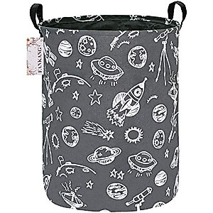 FANKANG Storage Basket, Nursery Hamper Canvas Laundry Basket Foldable with Waterproof PE Coating Large Storage Baskets for Kids Boys and Girls, Office, Bedroom, Clothes,Toys（Space Planet）