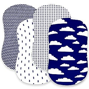 Bassinet Bed Sheets – Premium Bassinet Fitted Sheet for Halo, Mika Micky, Maxi COSI & Others - 4 Pack 100% Jersey Knit - Bassinet Bedding for Standard Size Oval or Halo Bassinet Pads for Boys & Girls
