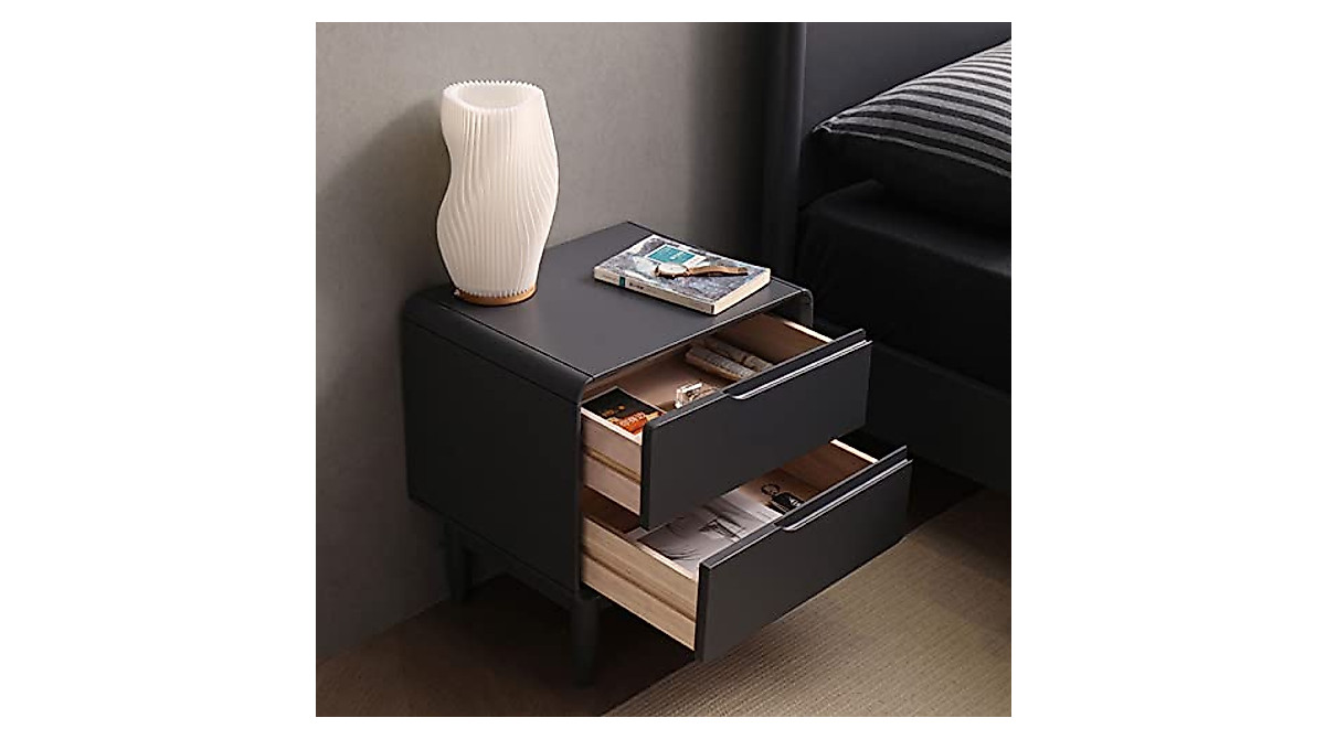 YUZZI Gray Bedside Cabinet - Modern Storage Solution
