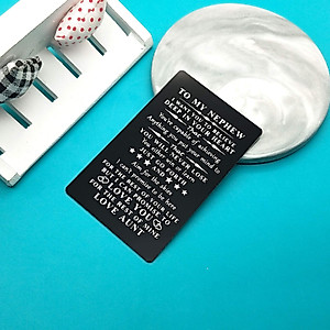 Xiahuyu Nephew Gifts from Aunt Christmas Birthday Gifts for Nephew Engraved Wallet Card for Nephew Graduation Gifts Inspirational Gifts for Nephew