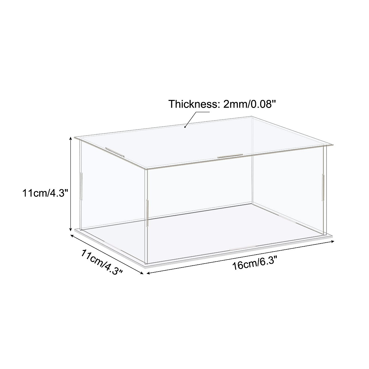 MECCANIXITY Acrylic Display Case Box Clear Dustproof Protection Showcase 6.3x4.3x4.3 Inch for Collectibles Display
