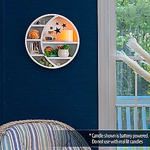 White Crescent Moon Shelf for Crystals, Wiccan Decor Crystal Shelf for Essential Oils, Wooden Moon Decor Crystal Display for Bedroom Bathroom and Kitchen Wall Mounted