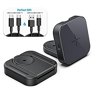 MURCIA 2 in 1 Magnetic Wireless Charger, Folding Dual Fast Magnetic Wireless Charging Station Stand Compatible with iPhone 13/12/ Pro Max/Mini/Apple Watch Se/7/6/5/4/3/2/1