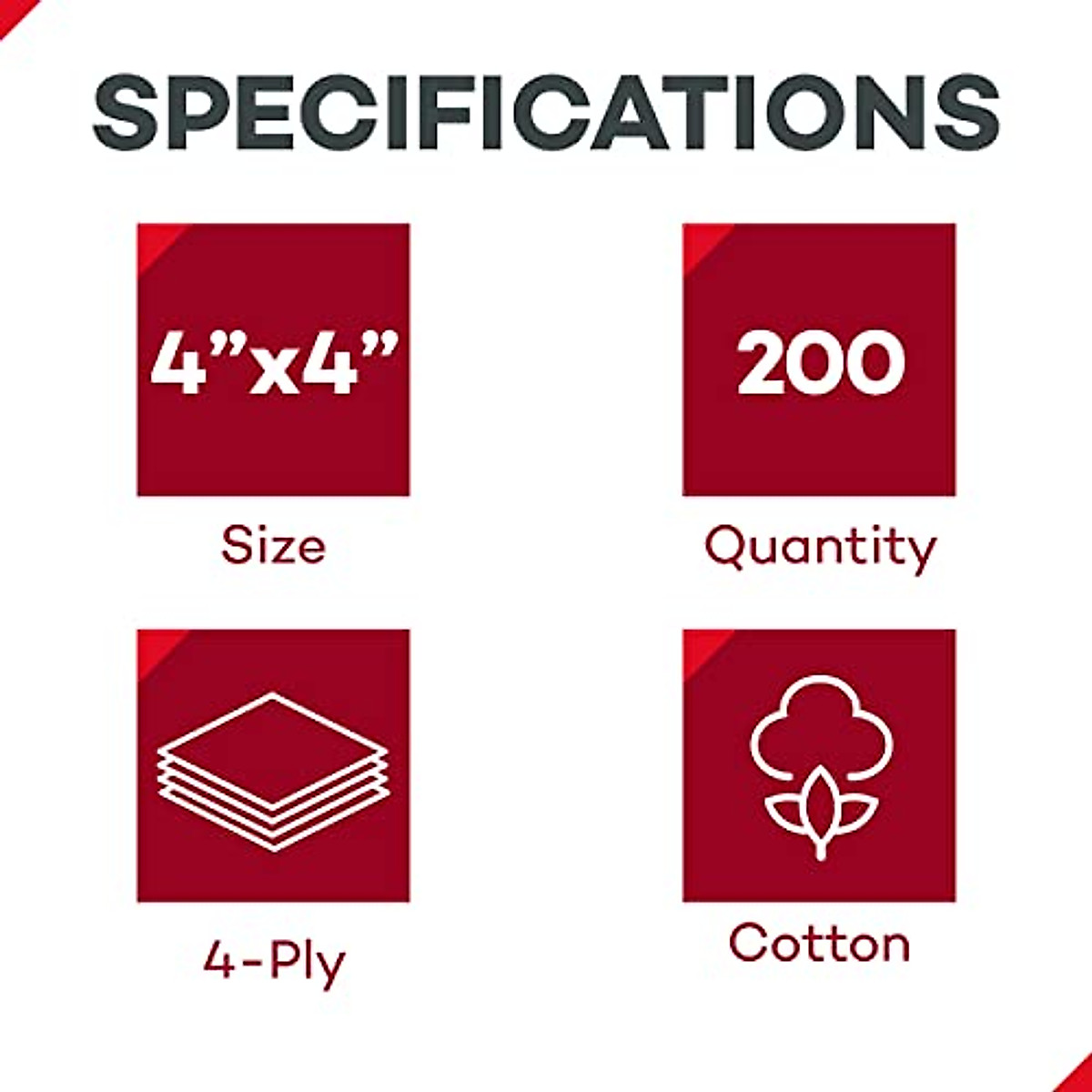 Dealmed Non-Woven Gauze Sponges - 200 Count, 4-Ply, 4x4 Inch All-Purpose Non-Sterile Gauze Pads, Highly Absorbent Dental Gauze Wound Care Product for First Aid Kit/Medical Facilities (1 Pack)