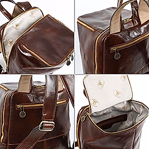 Time Resistance Leather Backpack Vintage Rucksack Business Backpack Unisex Bag Brown