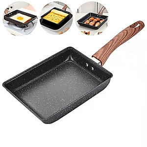 Lchkrep Japanese Omelette Pan-Tamagoyaki Nonstick Pan-Square Pan -Egg Roll Pan-Rectangle Frying Pan-Small Frying Egg Pan, Cooktop Safe, Easy to Clean,6.3 x 7.8 inch (Black)