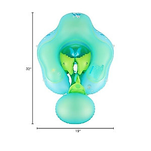 Relaxing Baby-Pool Float with Adjustable Seat Pocket with Canopy of UPF 50+UV Protection Anti-Slip Crotch, Add Tail Chamber Baby Floats for Pool Accessory Air Pump and 2 Pool Toys for Toddler 6M-3Yrs