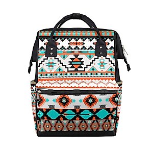 TropicalLife Ethnic Geometric Boho Diaper Backpack Large Capacity Baby Bags Multi-Function Zipper Casual Travel Backpacks for Mom Dad Unisex