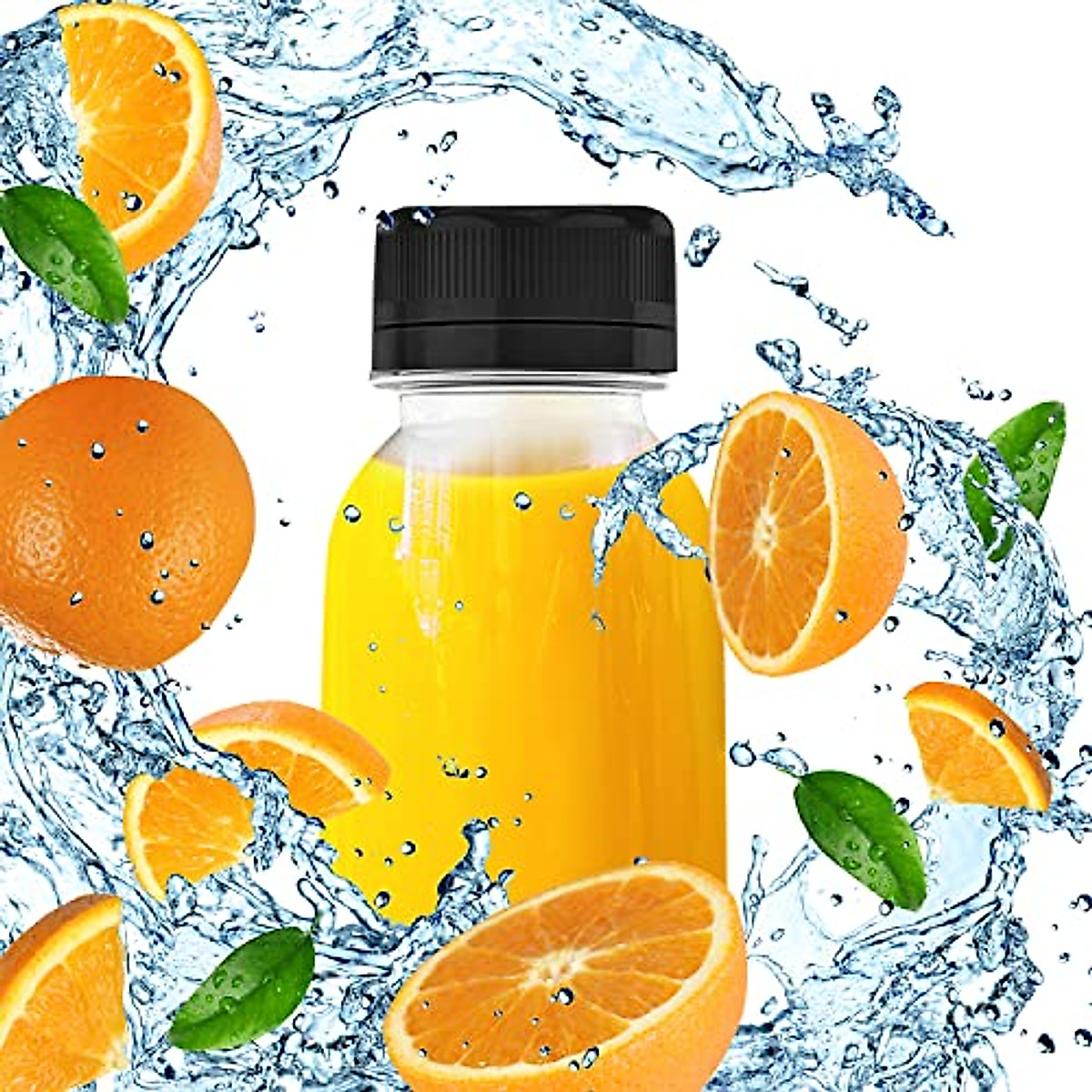 AQSXO 6 Pcs 4 OZ Plastic Juice Bottles, Plastic Milk Bottles, for Juice, Milk and Other Beverages.