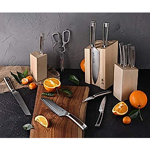 Cangshan TN1 Series 1021967 Swedish 14C28N Steel Forged 14-Piece DENALI Magnetic Knife Block Set, Maple