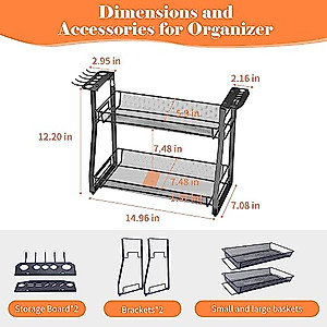 Amawarm Fish Tank Accessories Organizer, Fish Tank Cleaning Tools Organizer Rack, Aquarium Aquascape Tools Organizer, Aquarium Fish Nets Organizer, Organizer Rack for Aquarium and Fish Tank (Black)