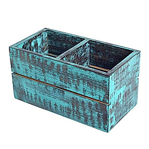 Unravel India Antique Finish Mango Wood Cuttley Holder(2 Partitions)