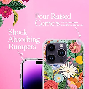 Rifle Paper Co. iPhone 14 Pro Case [Compatible with MagSafe] [10FT Drop Protection] Cute iPhone Case 6.1" with Floral Pattern, Anti-Scratch Tech, Shockproof Material, Slim Fit - Garden Party Blush