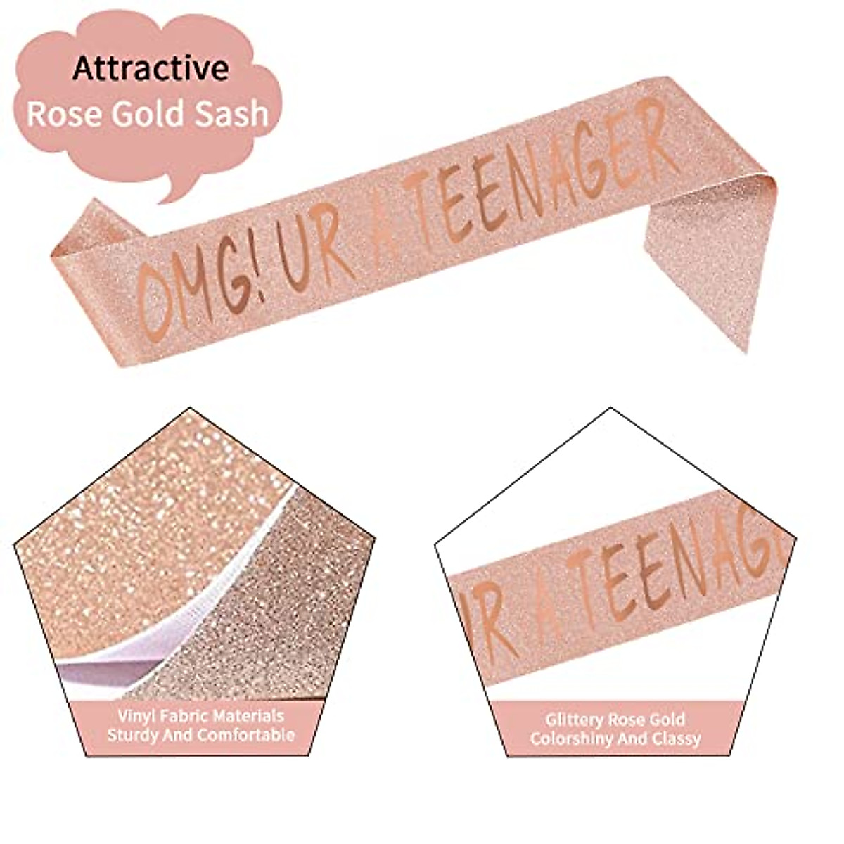 13th Birthday Decorations for Girls,13th Birthday Sash,Crown,Balloons,Candles,Cake Toppers.13th Birthday Crown Set for Girls